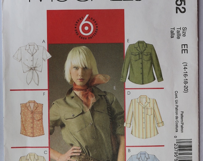 Mccall's 5052. Women's Shirt Pattern. Women's Camp Shirt Pattern. Easy ...