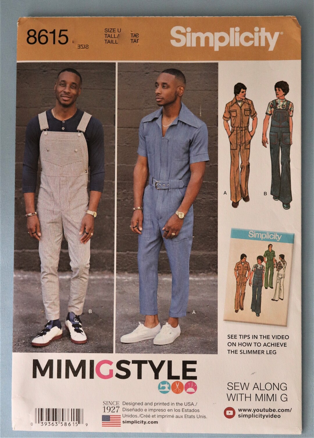 Simplicity 8615. Men's Overalls and Jumpsuit Pattern. Bib Overalls ...