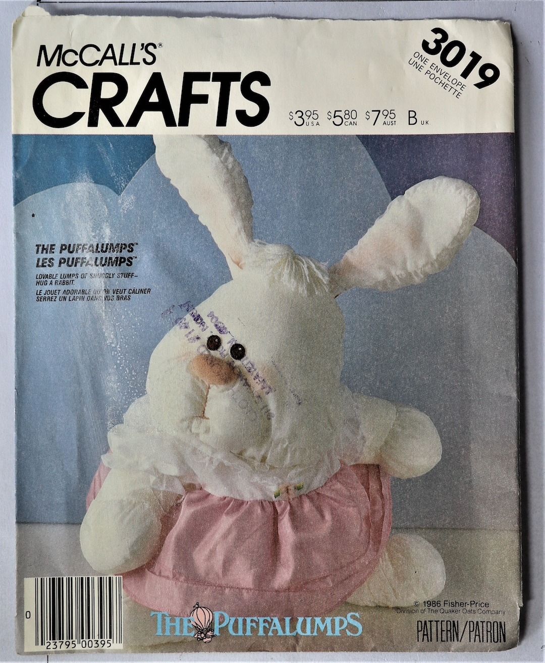 Mccall's 3019. Puffalumps Bunny Pattern. Vintage 1987 Stuffed ...