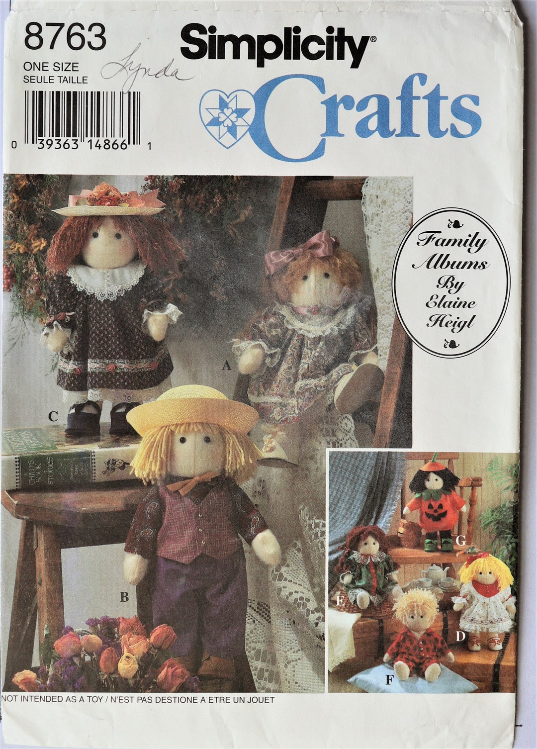 Simplicity 8763. Doll Patterns. Vintage 1993 Fabric Dolls and Doll ...