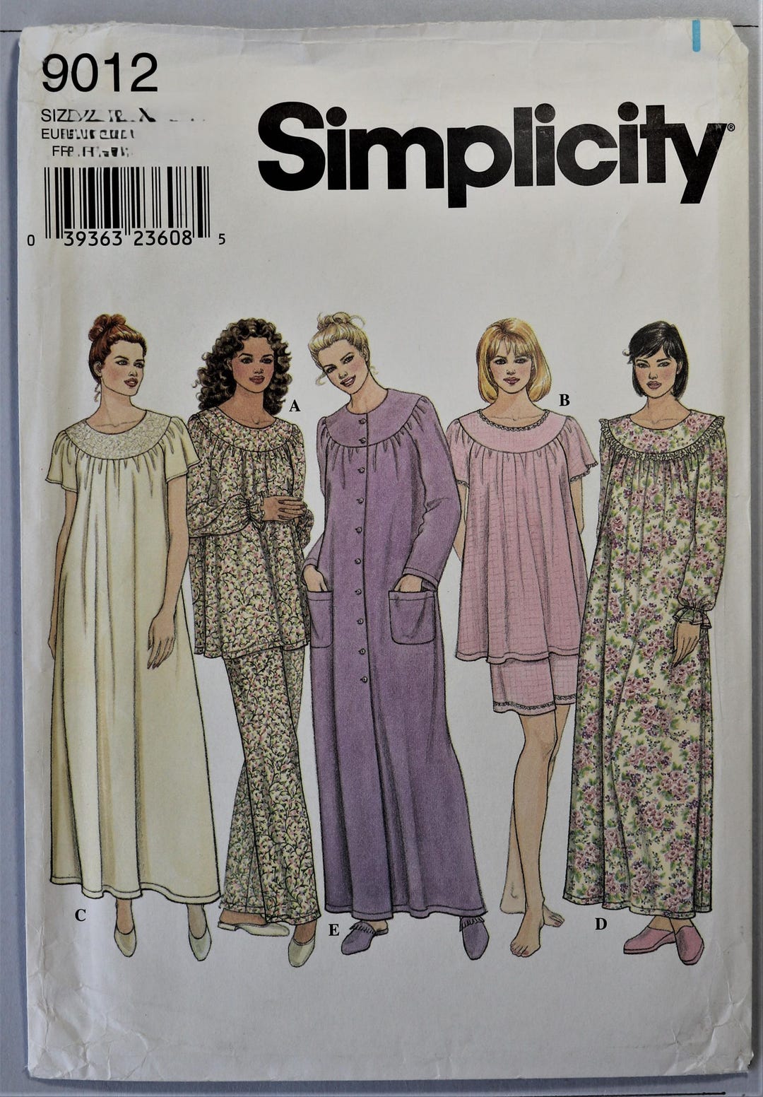 Simplicity 9012. Nightgown, Pajamas and Robe Pattern. Granny Gown ...