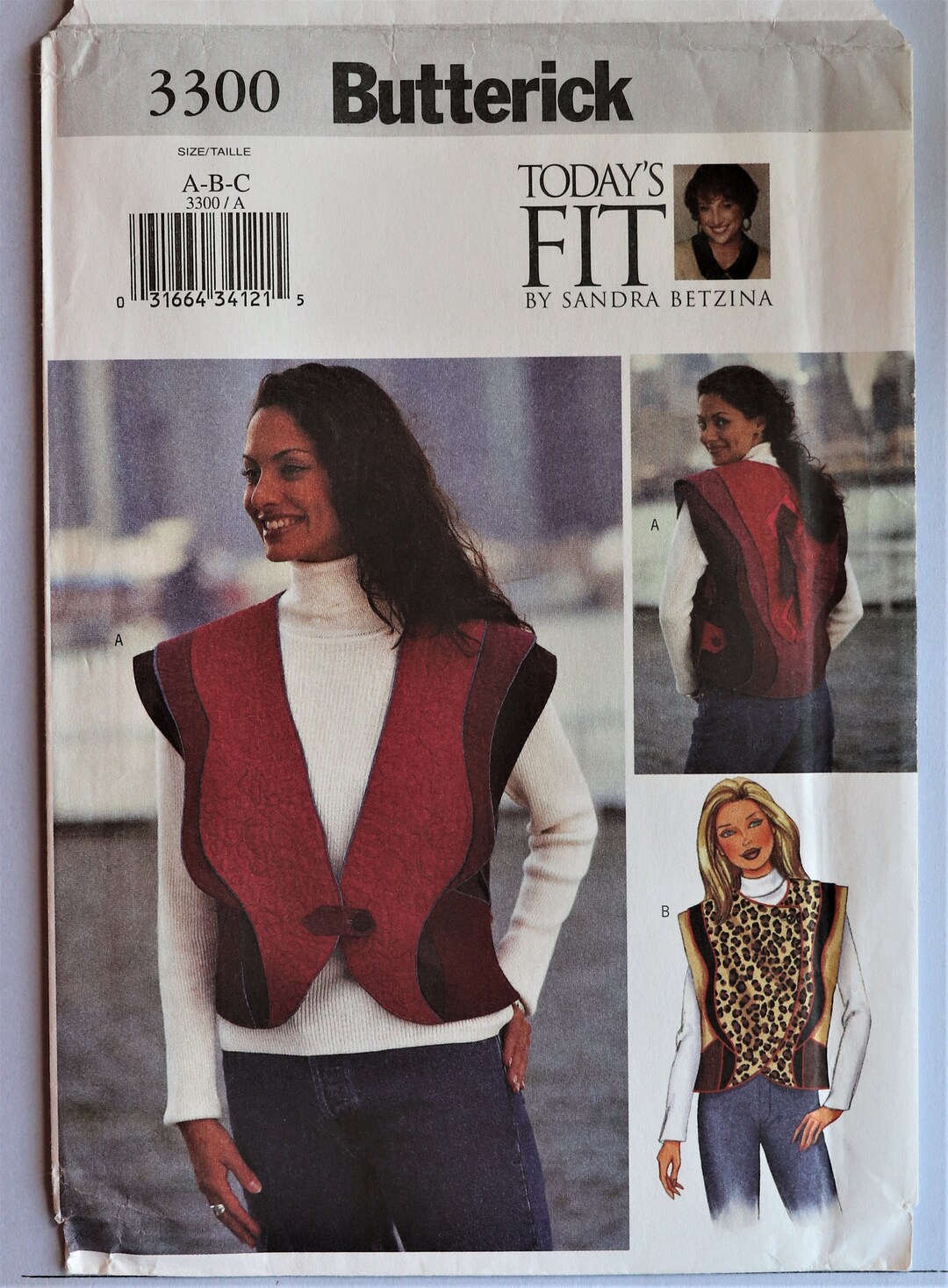 Butterick 3300. Misses Vest Pattern. Sandra Betzina Vest Pattern. Art ...