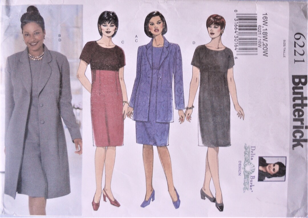 Butterick 6221. Womens Dress and Coat Pattern. Plus Size Delta Burke ...