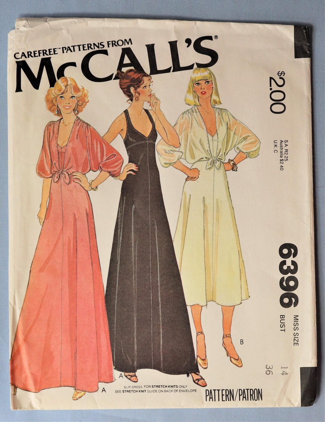 Mccall's 6396. Misses Dress and Top Pattern. Vintage 1978 Evening Slip ...