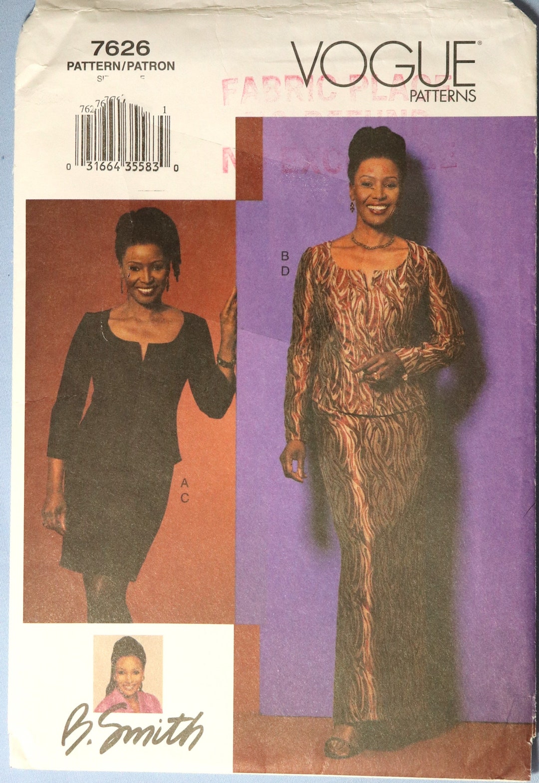 Vogue 7626. African Style Skirt and Top Pattern. B. Smith Fitted Top ...