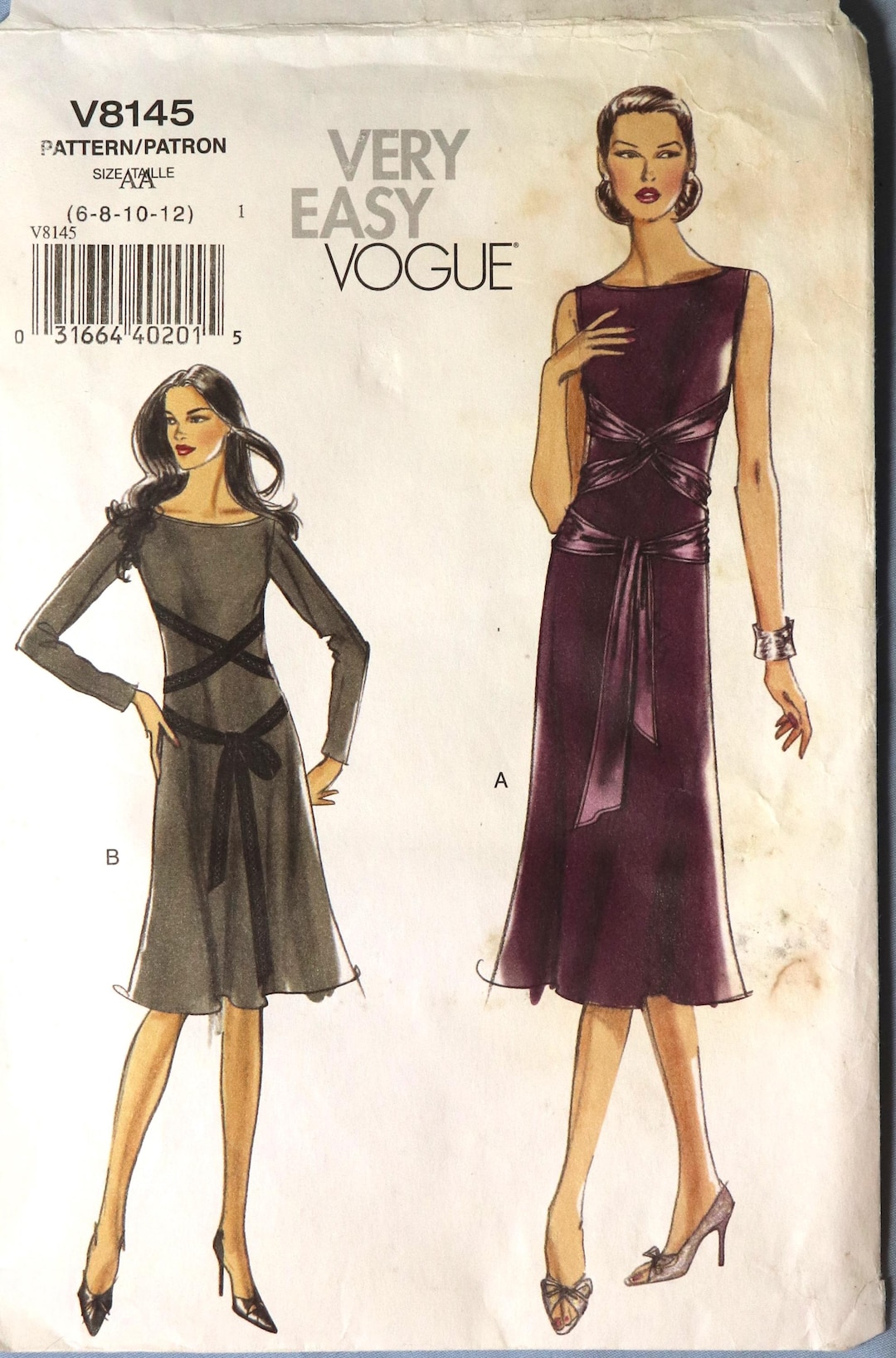 Vogue 8146. Misses Dress Pattern. Fit Flare Knit Dress With Ribbon Ties ...