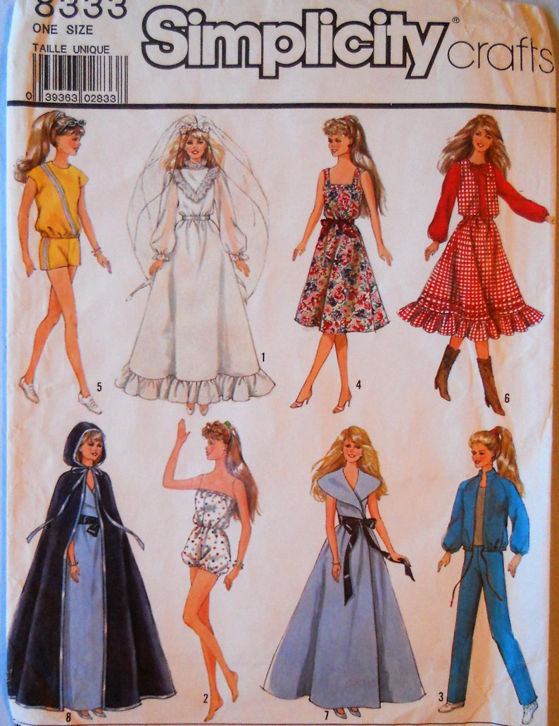 Simplicity 8333. Fashion Doll Clothes Pattern. Vintage 1983 Barbie Type ...