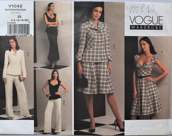 Vogue 1042. Women's Jacket, Top, Dress, Skirt and Pants Pattern. Vogue ...