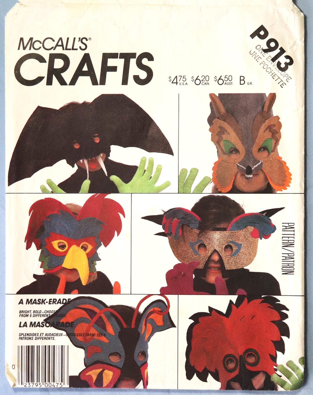 Mccall's 2133. Halloween Masks Pattern. Vintage 1985 "mask-erades" for ...
