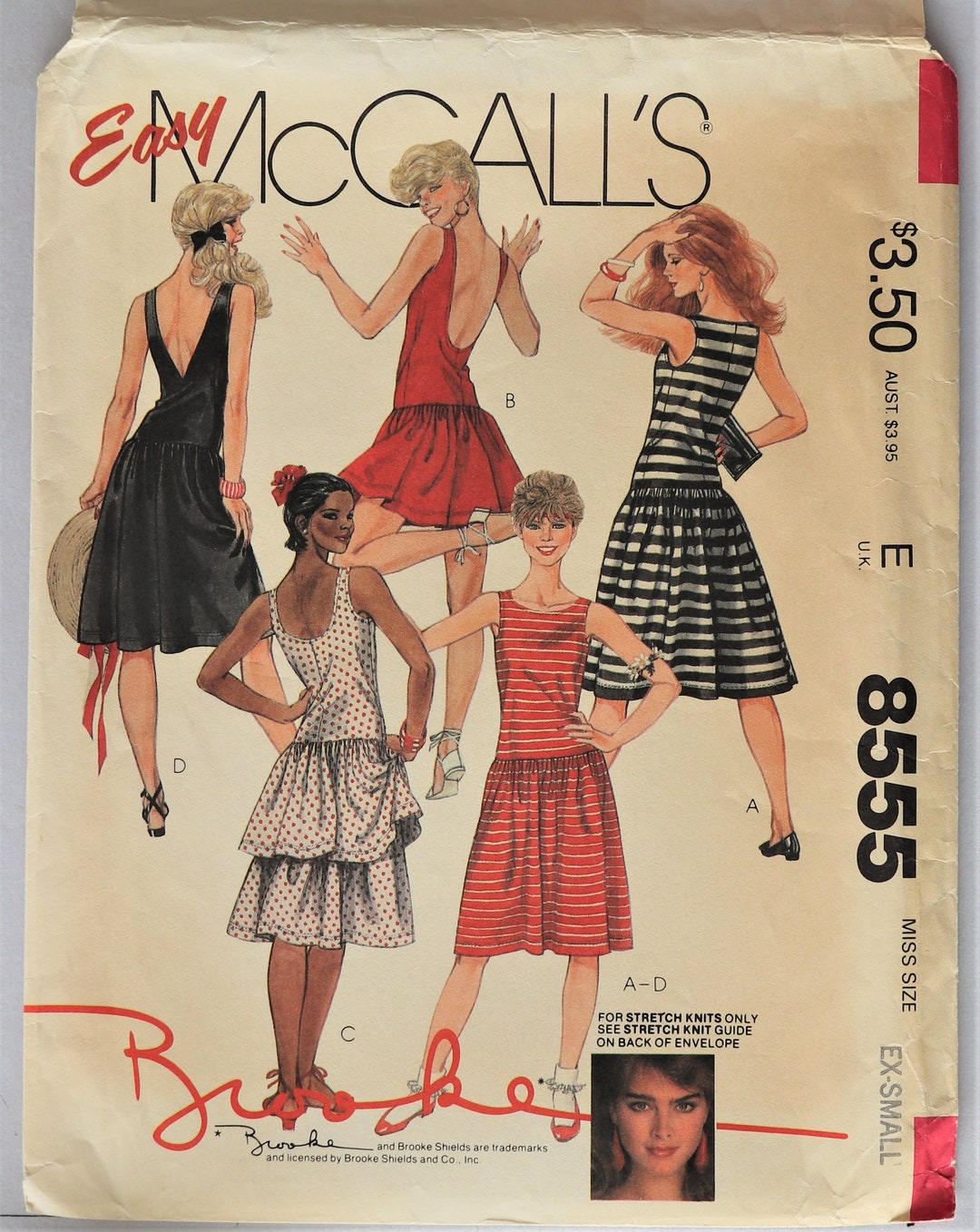 Mccall's 8555. Misses Dress Pattern. Vintage 1983 Brooke Shields Knit ...