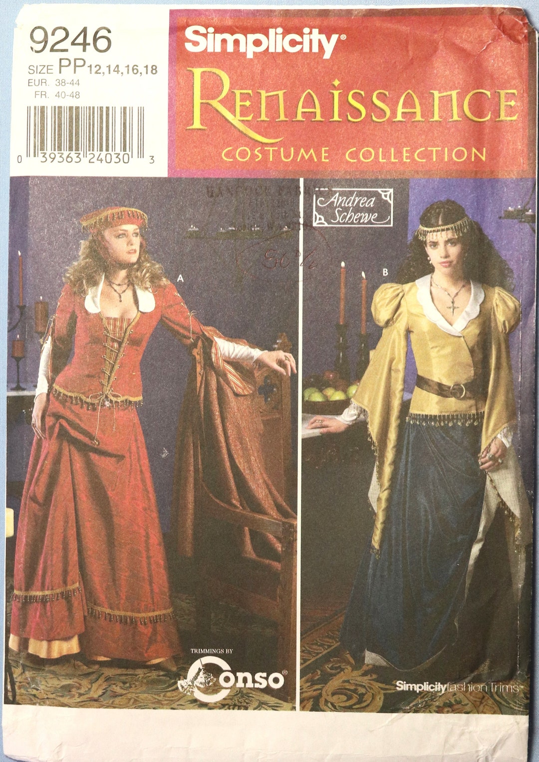 Simplicity 9246. Medieval Costume Gown Pattern. Medieval Gown, Skirt ...