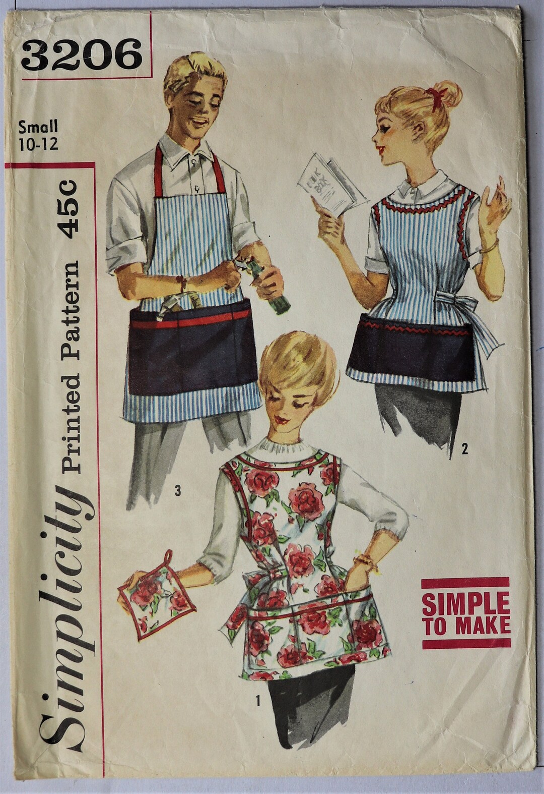 Simplicity 3206. Apron Pattern. Vintage 1950s Misses Cobbler Apron ...