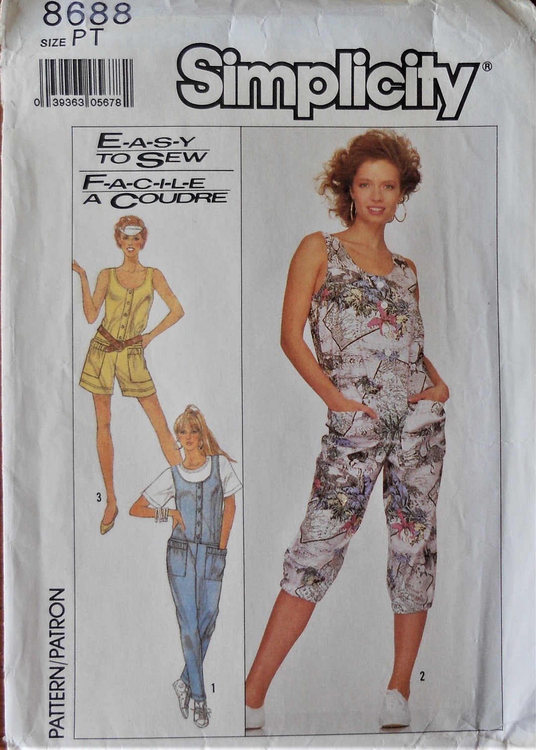 Simplicity 8688. Misses Jumpsuit Pattern. Vintage 1986 Jumpsuit Pattern ...