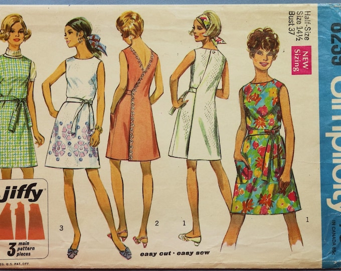 Simplicity 6394. Vintage 1966 Jiffy Shift Dress Pattern. Ribbon Dress ...