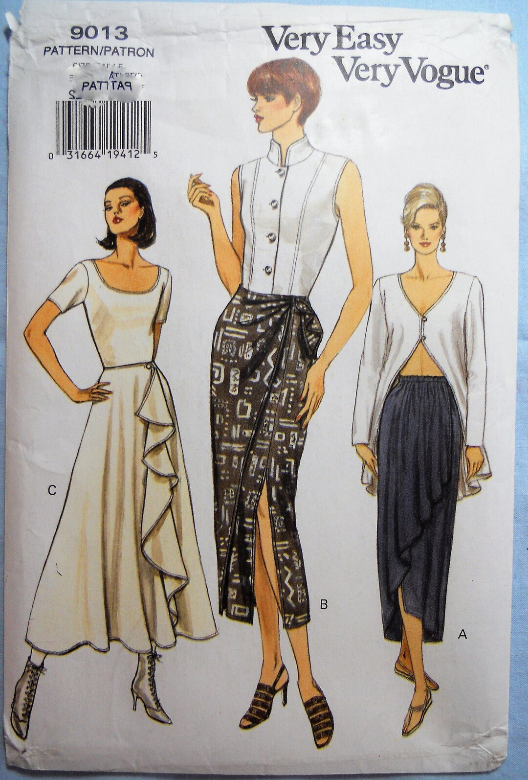 Vogue 9013. Misses Wrap Skirt Pattern. Wrap Sarong Skirt, Drape Skirt ...