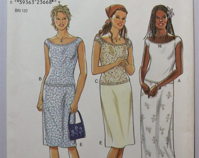 New Look 6948. Misses Tops and Skirt Pattern. Knit Sleeveless Top ...