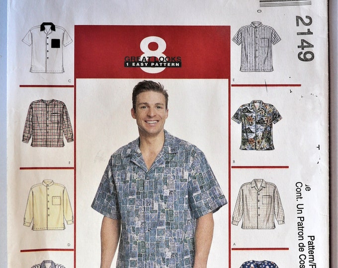 Mccall's 2149. Men's Shirt Pattern. Men's Camp Shirt Pattern. Big, Tall ...