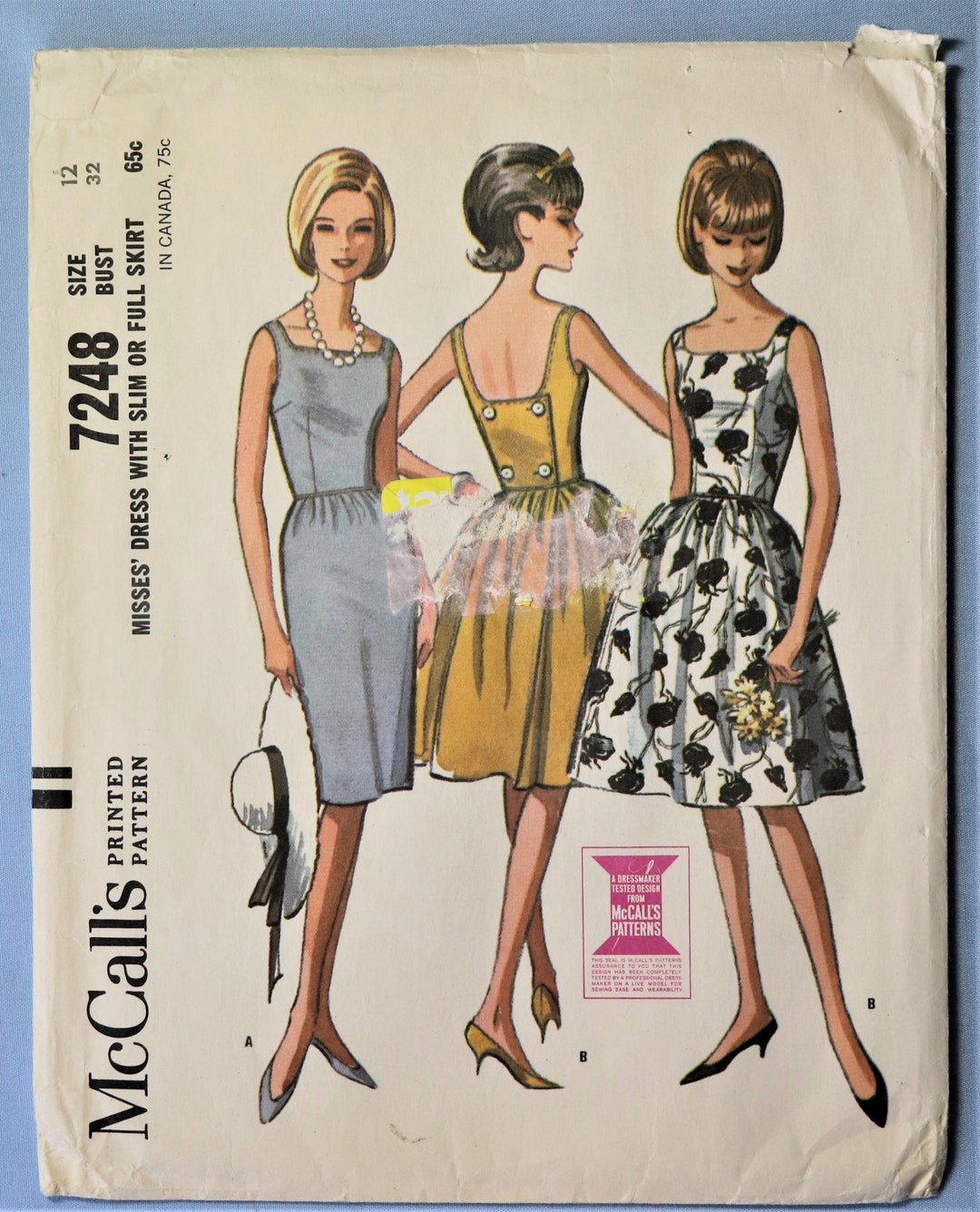 Mccall's 7248. Misses Dress Pattern. Vintage 1964 Dress Pattern. Fitted ...