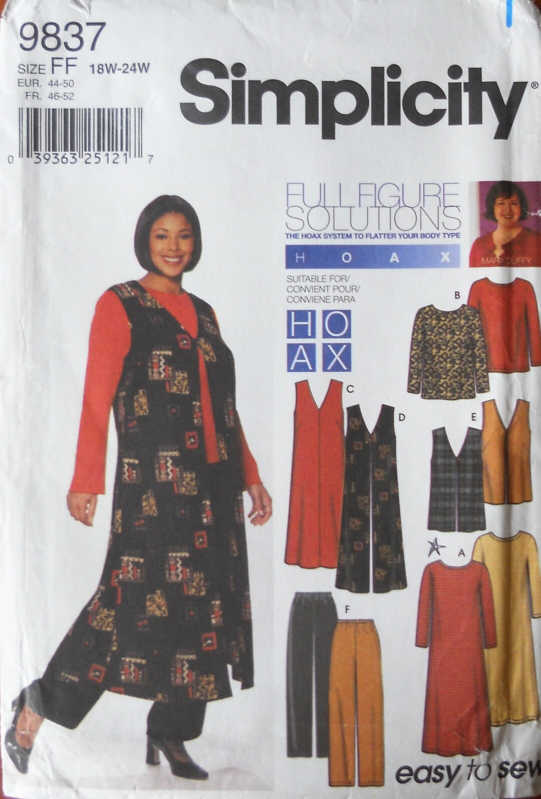 Simplicity 9337. Womens Fashion Pattern. Mary Duffy Full Figure ...