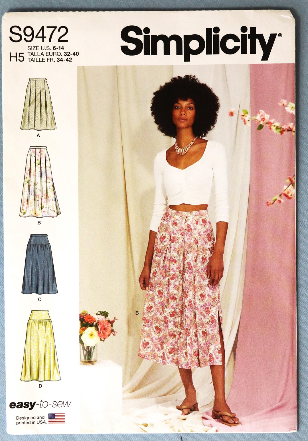 Simplicity 9472. Misses Skirt Pattern. Flared Maxi Skirt With Side Slit ...