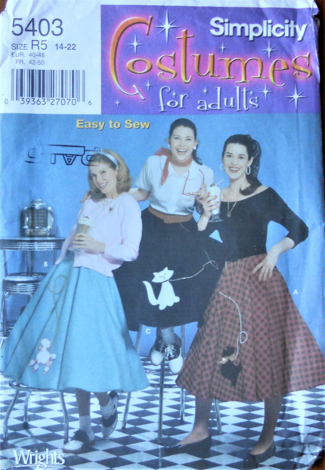 Simplicity 5403. Womens Poodle Skirt Pattern. Retro 1950 Circle Skirt ...