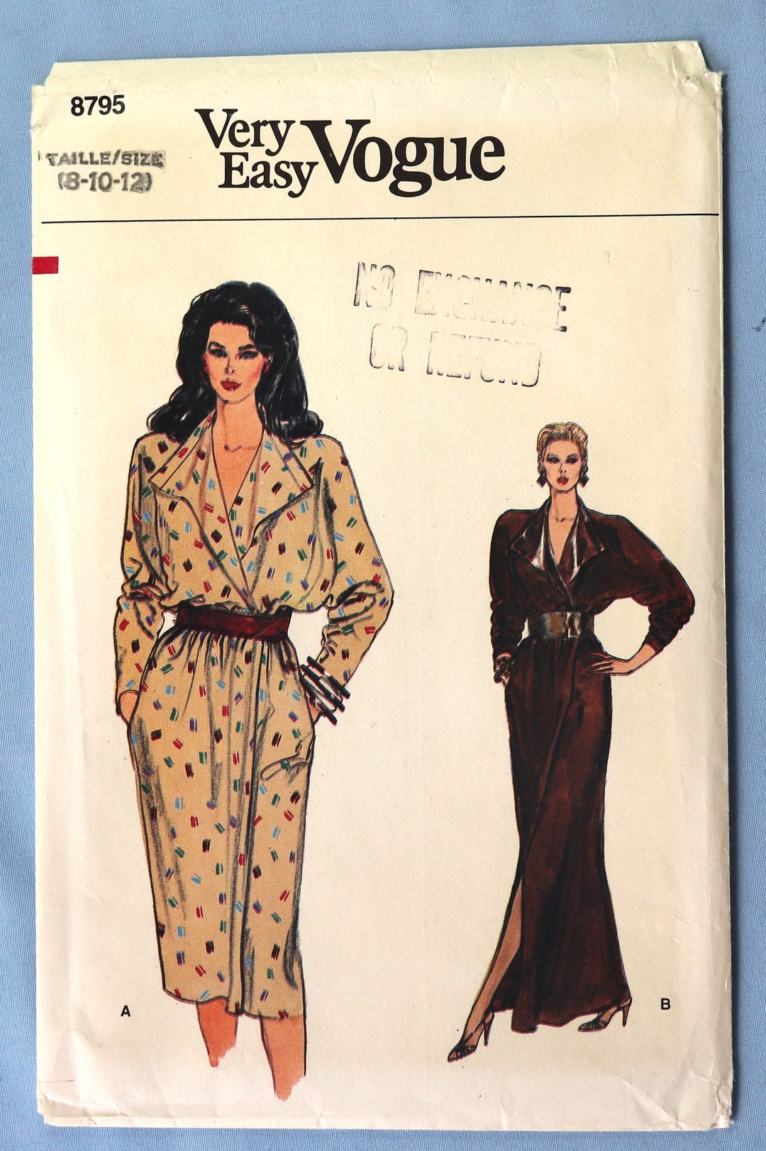 Vogue 8795. Misses Wrap Dress Pattern. Vintage 1980s Straight Wrap ...