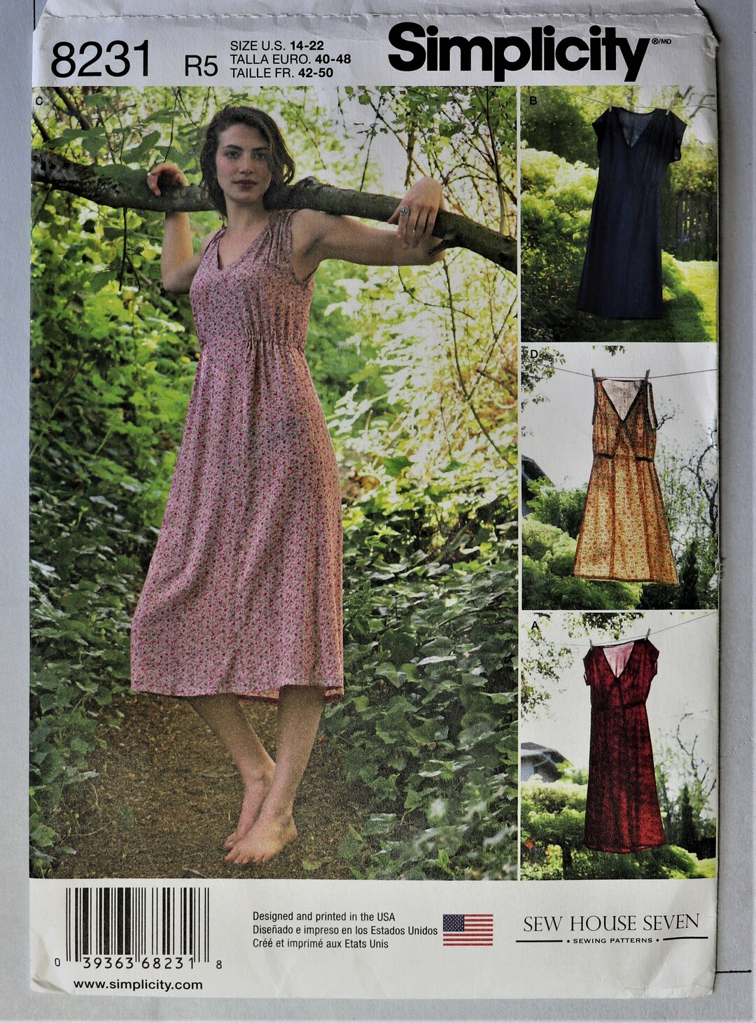 Simplicity 8231. Women's Dress Pattern. Sleeveless, Loose Fit Dress ...