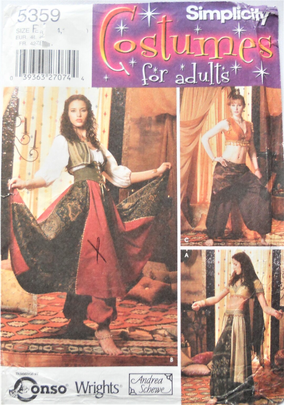 Simplicity 5359. Belly Dancing Costume Pattern. Gypsy Dancing Costume ...