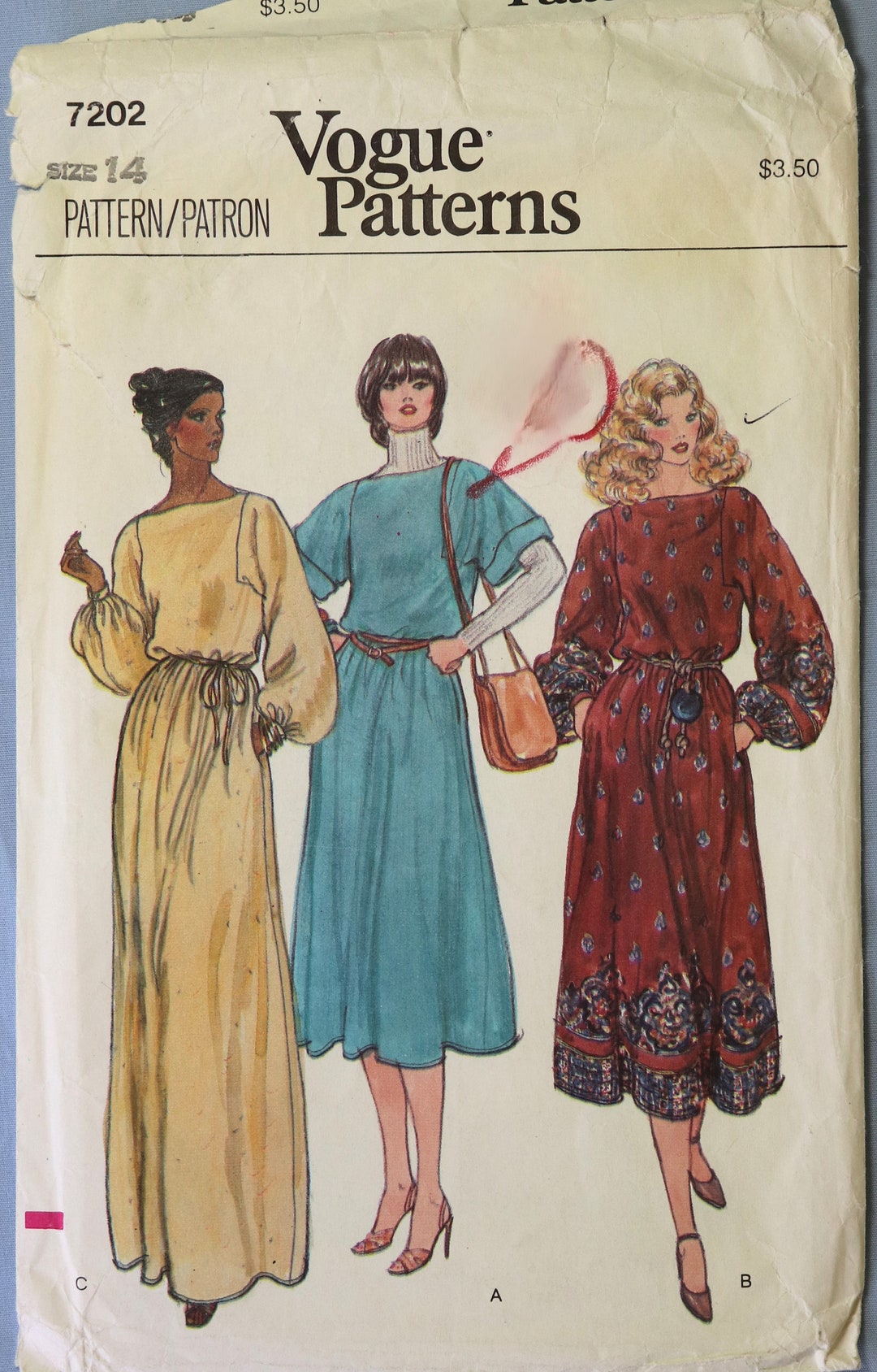 Vogue 7202. Misses Evening Gown Pattern. Vintage 1978 Loose Fit Evening ...