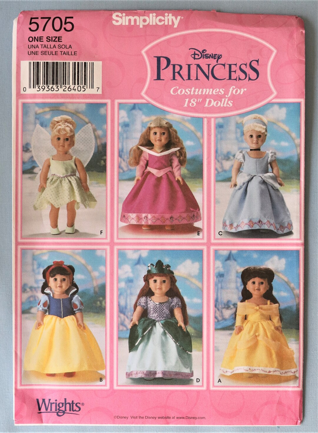 Simplicity 5705. Disney Princesses Doll Clothes Pattern. Disney ...