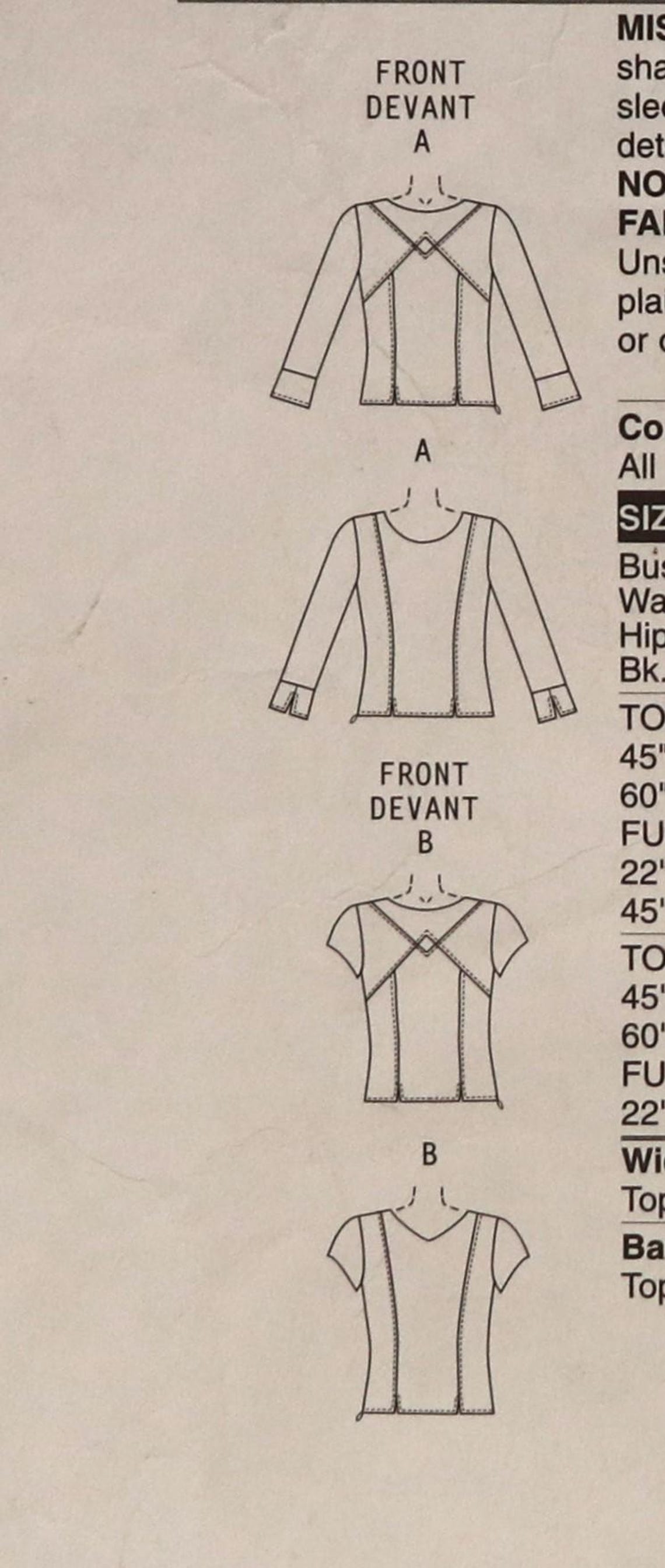 Vogue 2967. Sandra Betzina Tops Pattern. Fitted Top With Seam Details ...