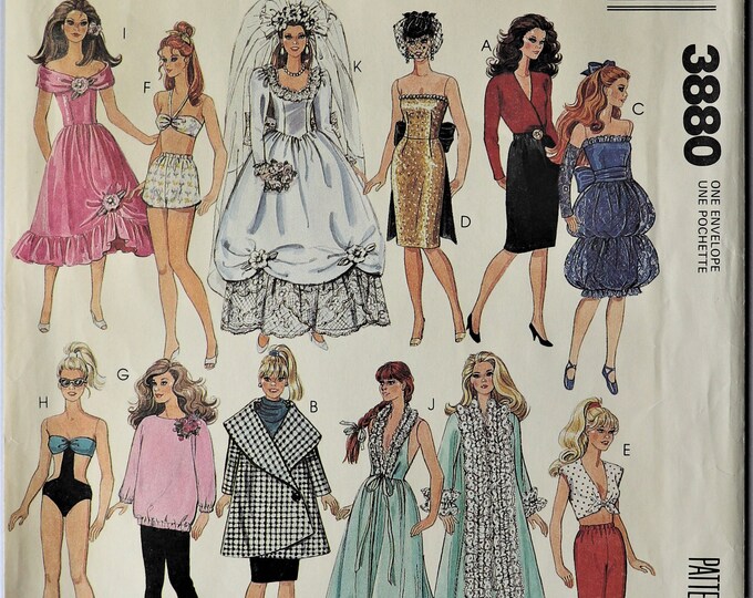 Mccall's 3880. Fashion Doll Clothes Pattern. Vintage 1998 Barbie Type ...