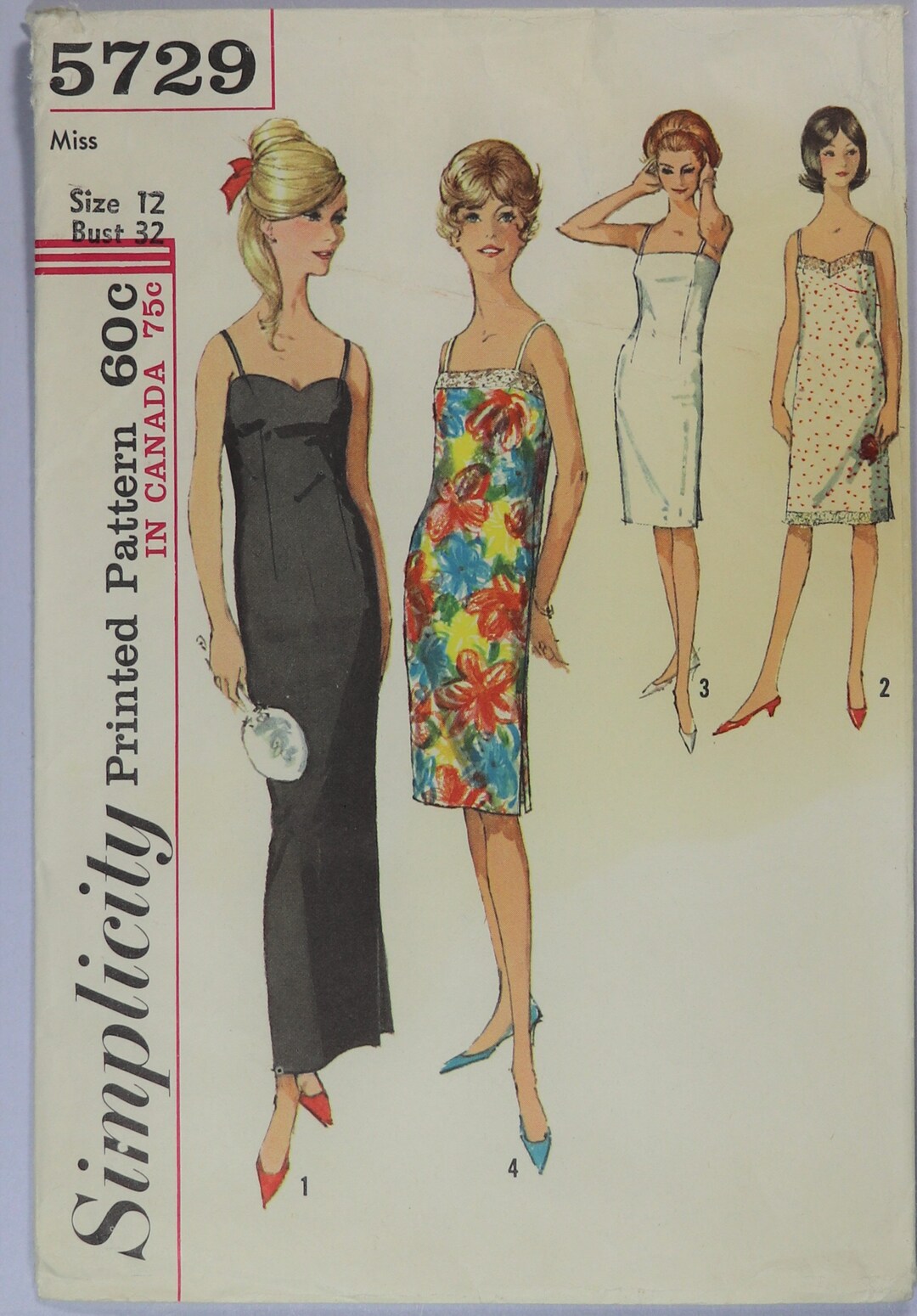 Simplicity 5729. Misses Full Slip Pattern. Vintage 1964 Fitted Slip in ...
