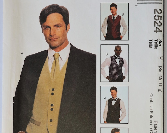 Mccall's 2524. Men's Vest Pattern. Men's Formal Lined Vest, Tie and Bow ...