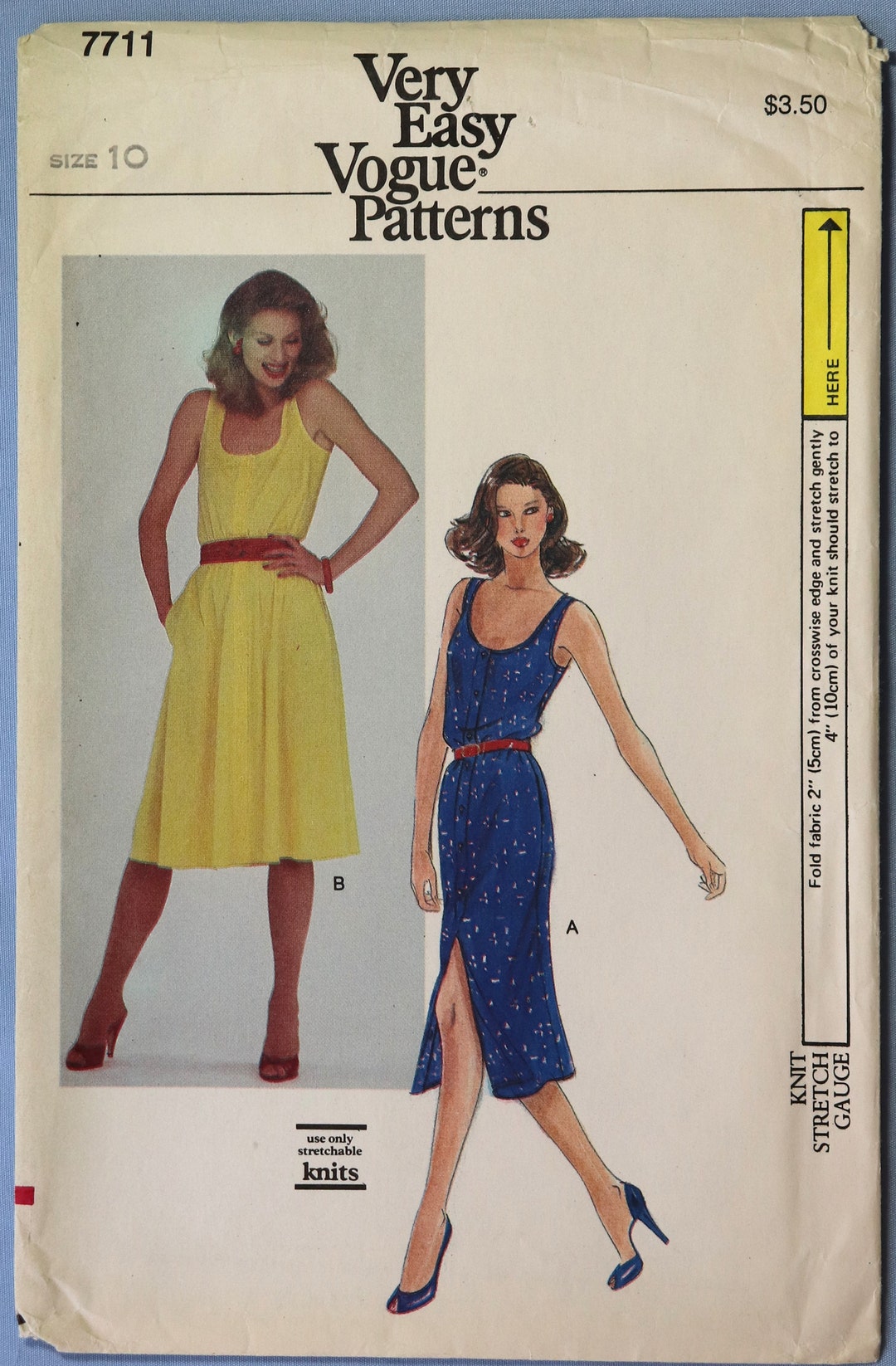 Vogue 7711. Misses Dress Pattern. Vintage 1980's Knit Dress Pattern ...
