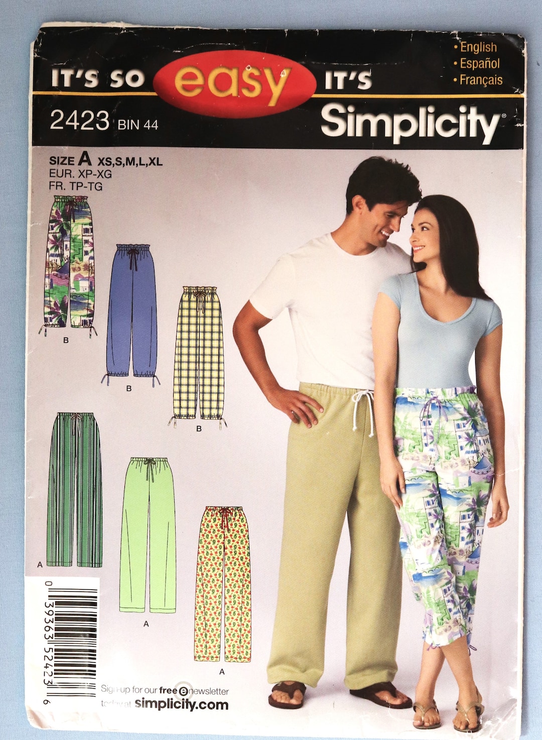 Simplicity 2423. Pull on Pants Pattern. Mens/misses Drawstring comfy ...