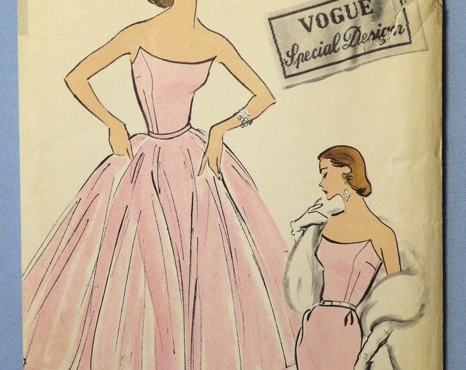 Vogue 4787. Vintage 1957 Vogue Evening Dress Pattern. Strapless Fitted ...