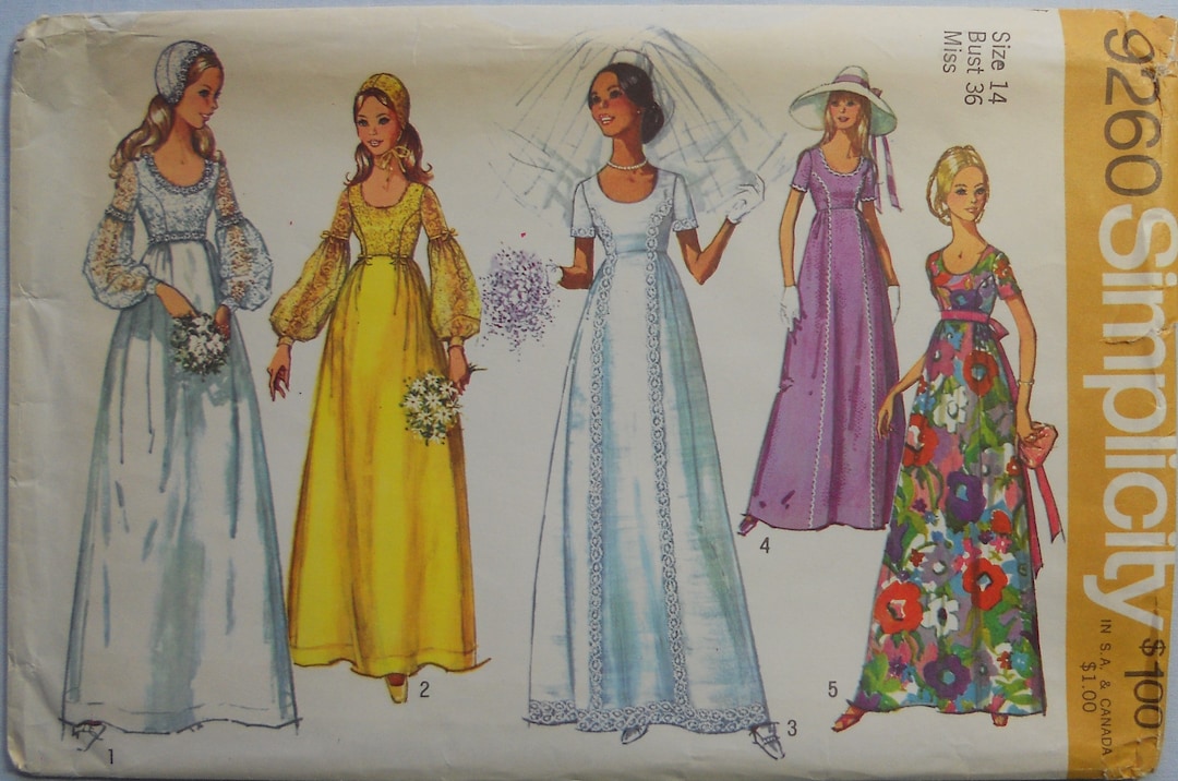 Simplicity 9260. Bridal Gown Pattern. Vintage 1971 Wedding Dress ...