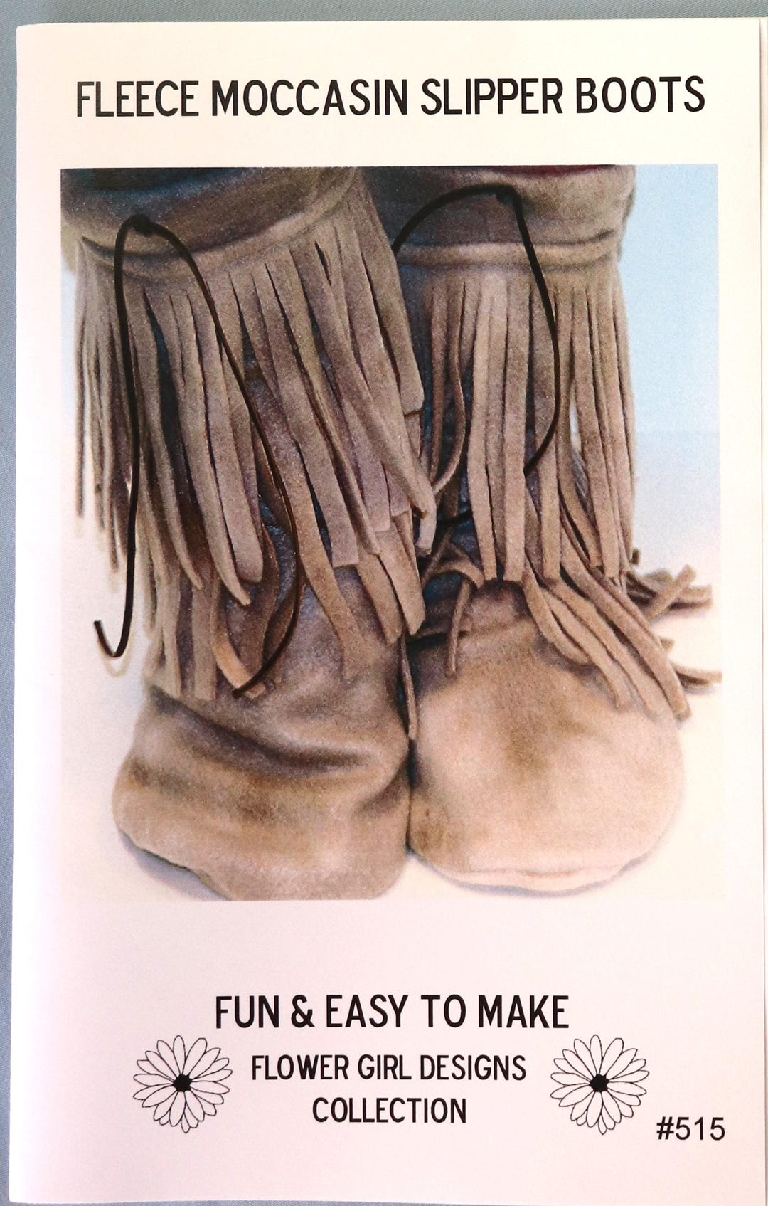 Fleece Moccasin Slipper Boots Pattern. Flower Girl Designs 515 Pattern ...