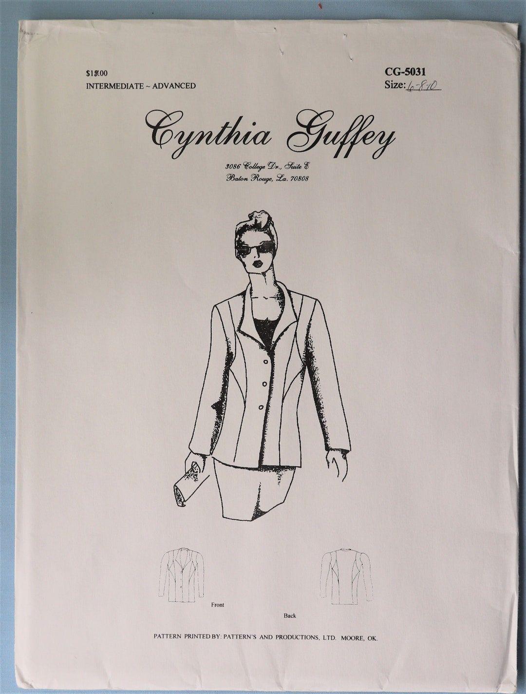 Cynthia Guffey 5031 Pattern. Misses Jacket Pattern. Unlined Jacket ...