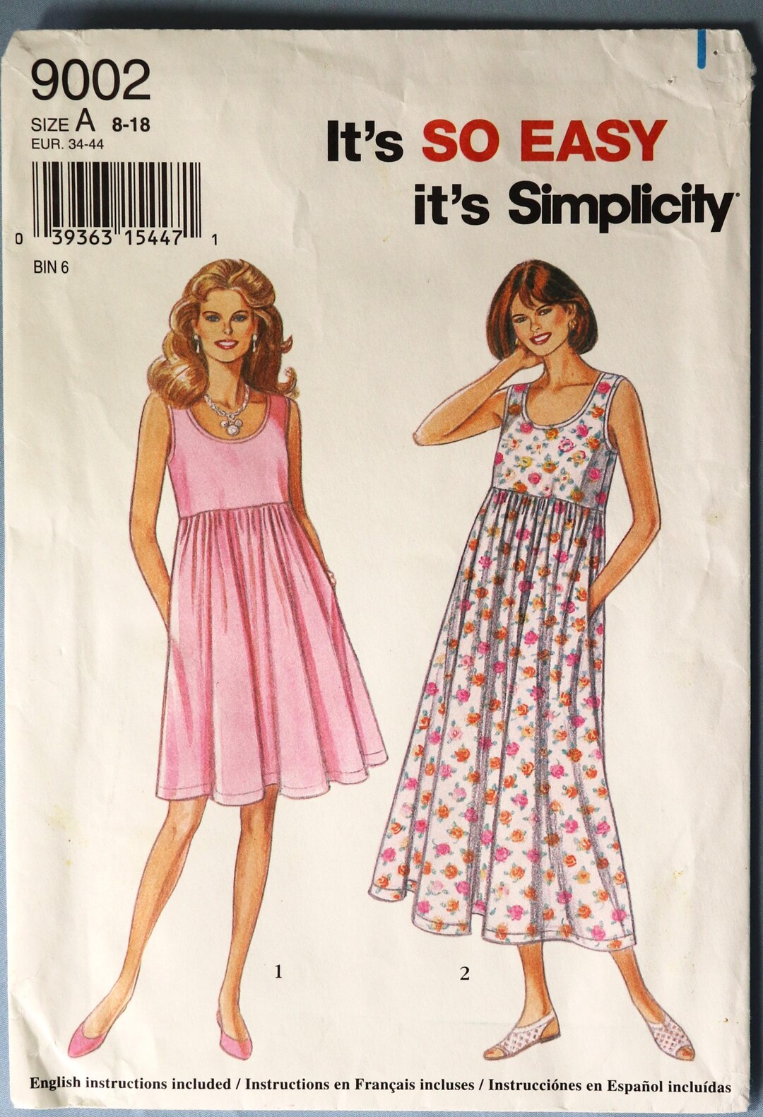 Simplicity 9002. Misses Dress Pattern. Easy Sew Pullover Loose Fit ...