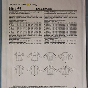 Butterick 6593. Women's Tops Pattern. Loose Fit Pullover Tops Pattern ...
