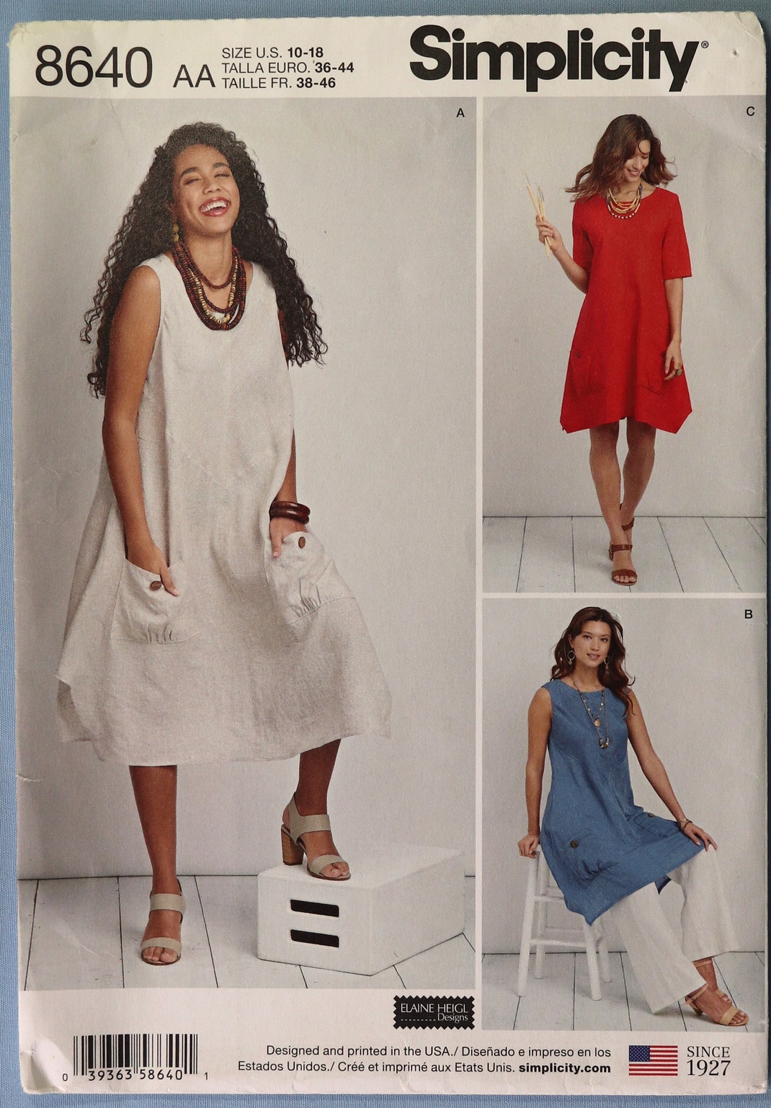 Simplicity 8640. Misses Dress or Tunic Pattern. Loose Fit Dress and ...