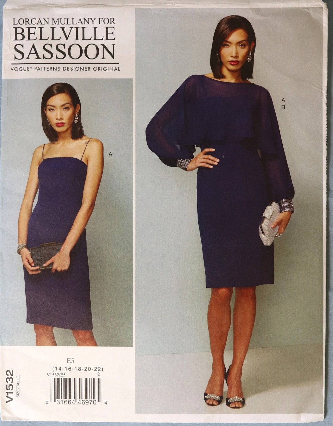 Vogue 1532. Women Dress and Shrug Pattern. Bellville Sassoon Evening ...