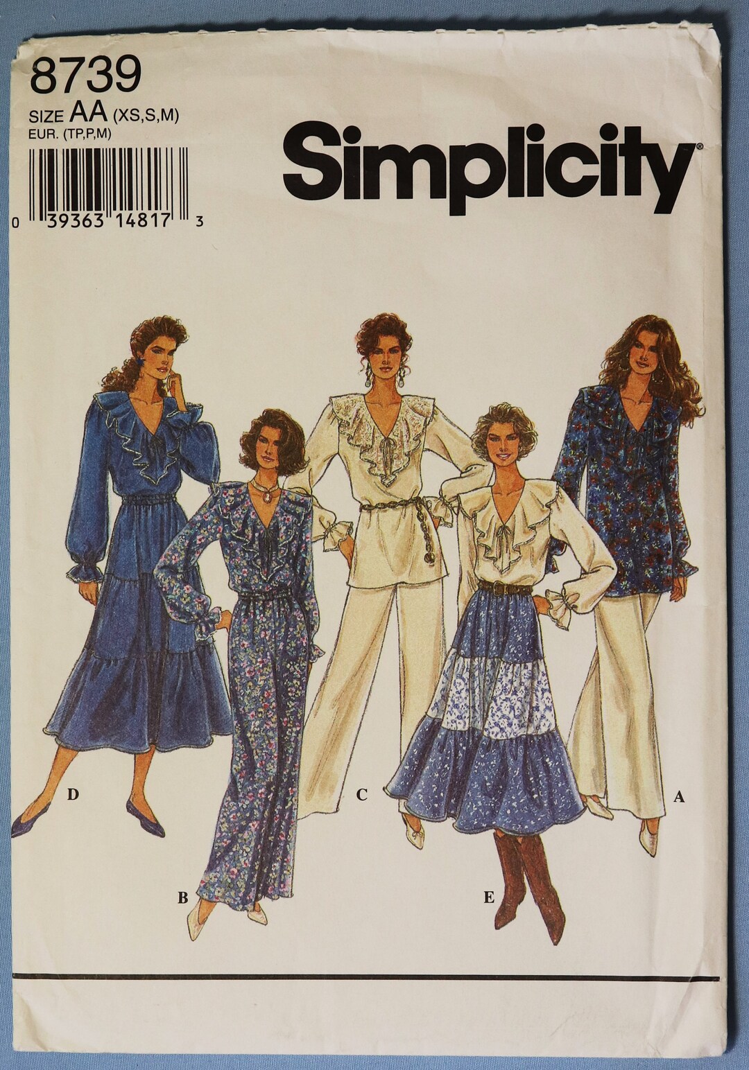 Simplicity 8739. Misses Peasant Blouse, Tiered Skirt, Pants Pattern ...