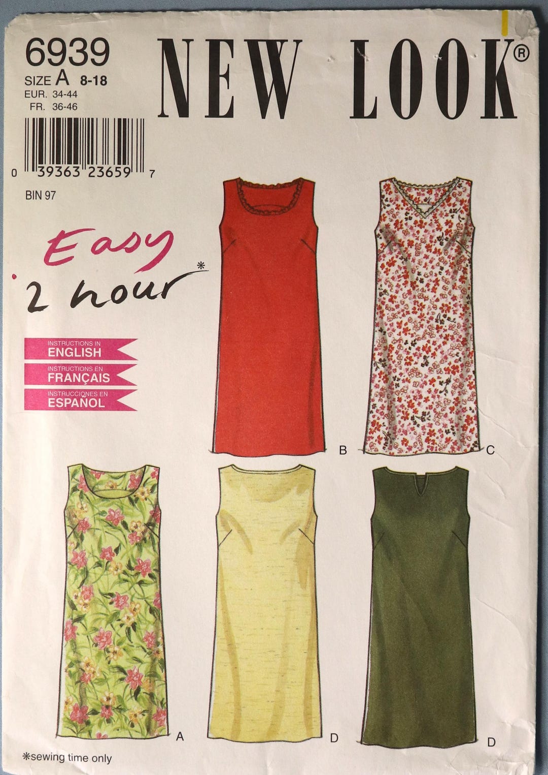 New Look 6939. Misses Dress Pattern. A Line Sleeveless Shift Dress ...