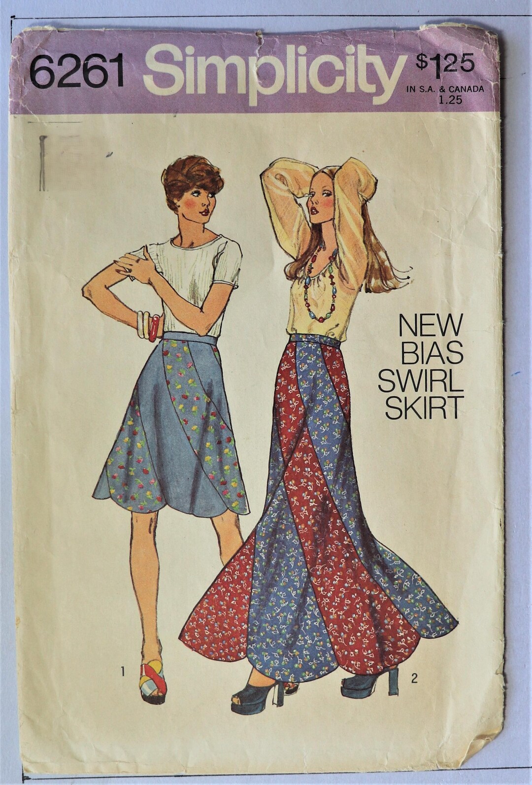 Simplicity 6261. Misses Skirt Pattern. Vintage 1972 Bias Swirl Skirt Pattern. 1972 Hippy Swirl ...
