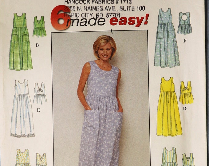 Simplicity 8657. Misses Dress Pattern. Loose Fit Maxi Sundress Pattern. Keyhole Back Sundress ...