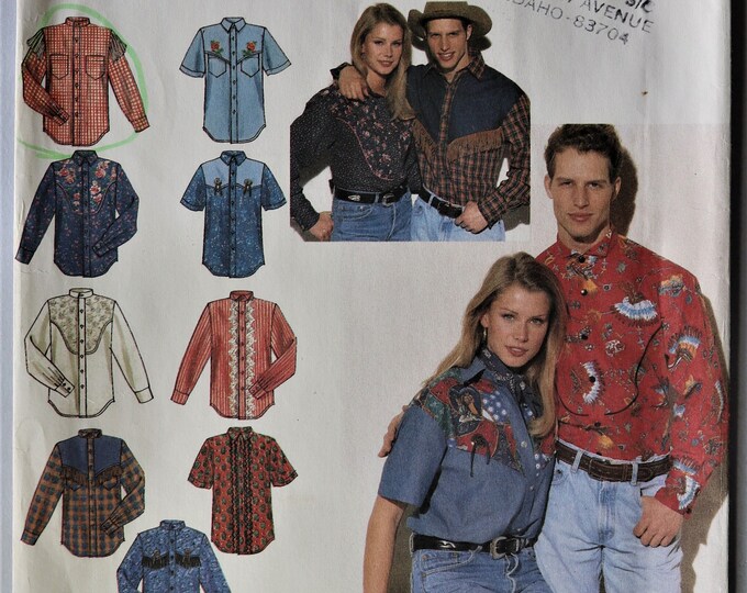Simplicity 8607 Mens/misses Western Shirt Pattern. Men's Western Shirt ...