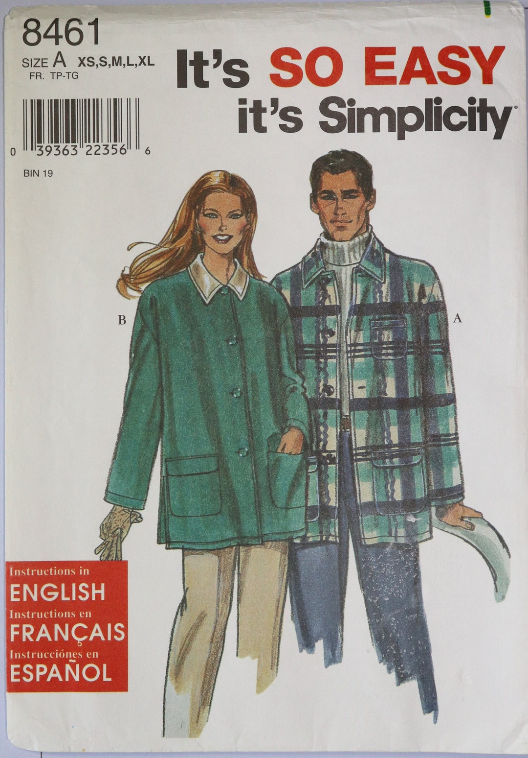 Simplicity 8461. Barn Coat Pattern. Men's Coat Pattern. Women's Coat Pattern. Utility Coat ...